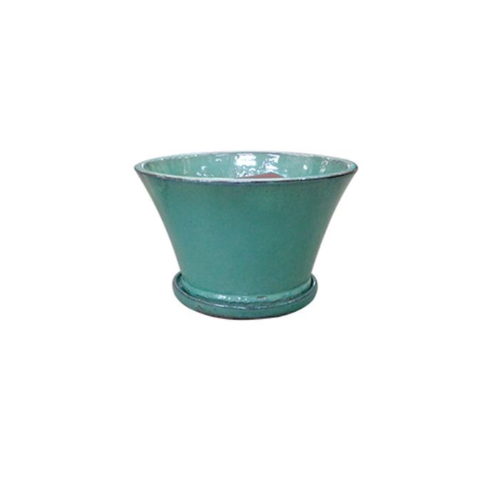 Pot Flare Taper Planter w/Saucer Med 9.5x6 Green
