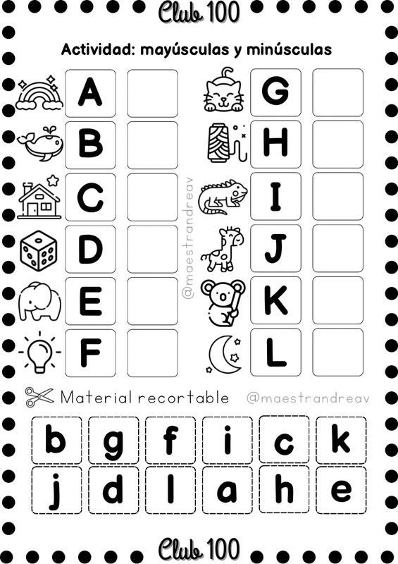 Actividad mayúsculas y minusculas