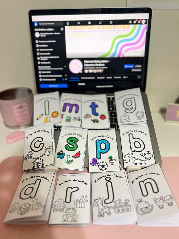 Mini libritos sílabas letras M, S, T, P, L, D, N, B, C, R, J, G.
