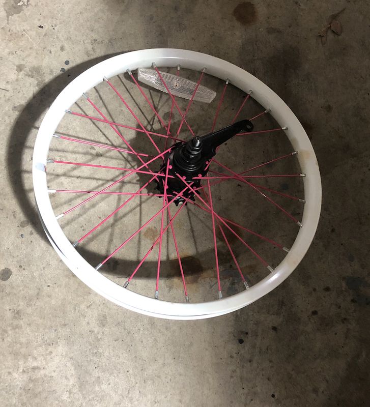 20" Rear Steel Wheel / Coaster Brake (White)