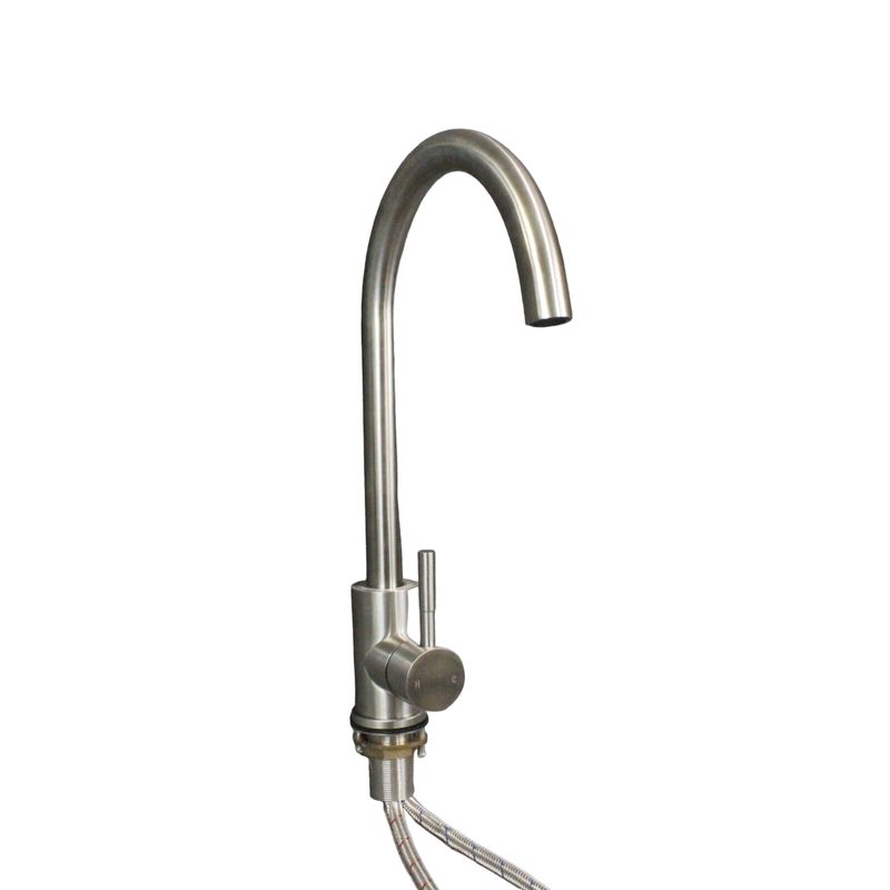 Lippert Stainless Steel Curved Gooseneck Single Hole Faucet PN 719324