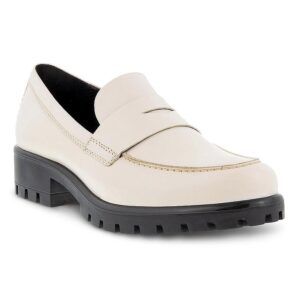 ECCO WOMEN'S MODTRAY MOC-TOE PENNY LOAFER CASUAL SHOE LIMESTONE
