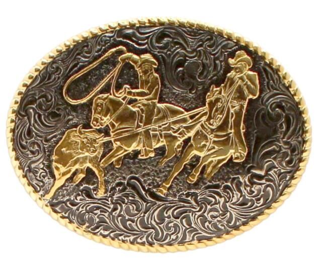 Crumrine Team Roping Oval Belt Buckle