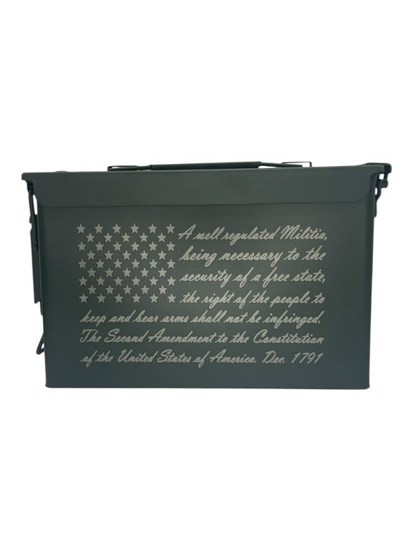 50 Cal Ammo Can 2nd Amendment Flag