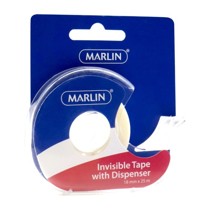 Marlin Clear Tape with Dispenser - 18mm x 25m x 38 micron