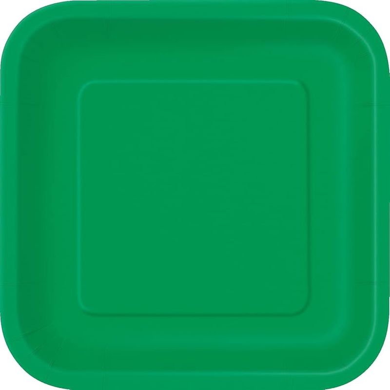 16pcs Emerald Green Solid Color 7" Square Plates