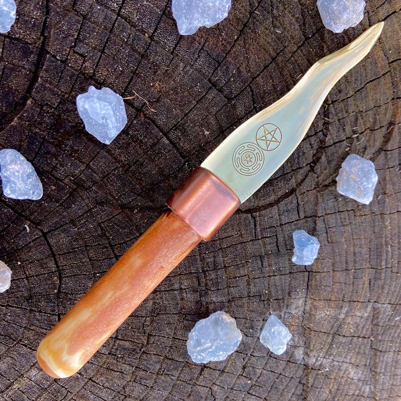Hecate Flame Athame English Graveyard Yew small with pentacle