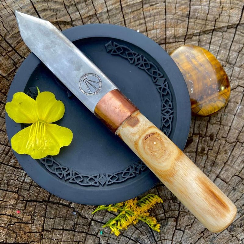 Cunning Craft Iron Athame Awen with Mulberry Handle