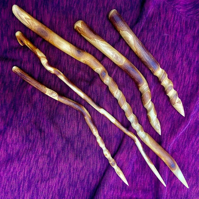 Wooden Hand Carved Traditional Witchcraft and wicca pagan Wands
