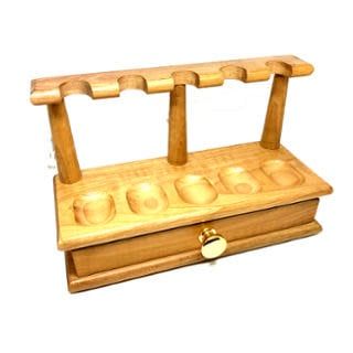Wood 5-Pipe Rack Stand w/ Drawer