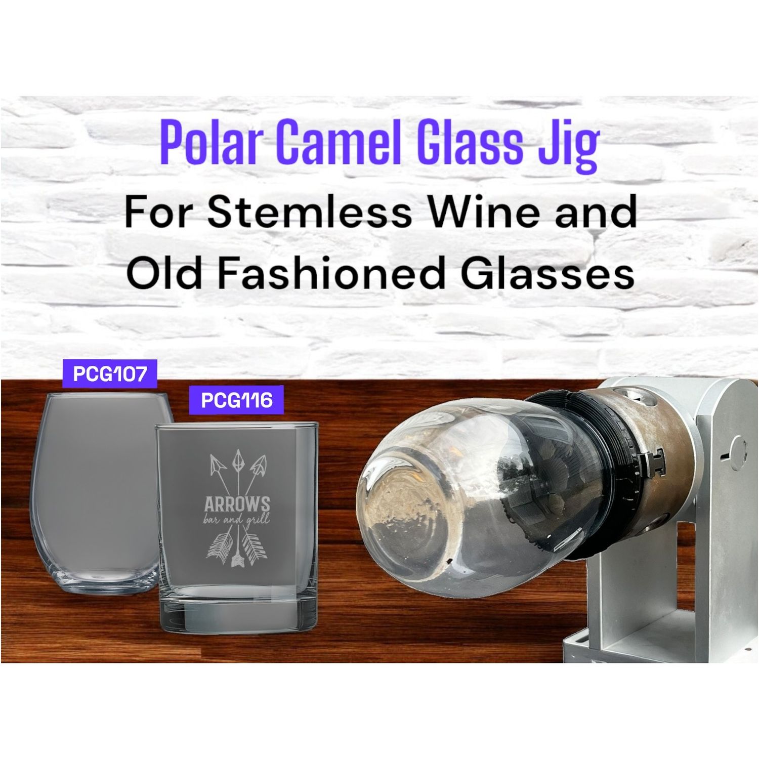 Polar Camel Stemless Wine & Double Old Fashioned Glass Quick Swap Jig
