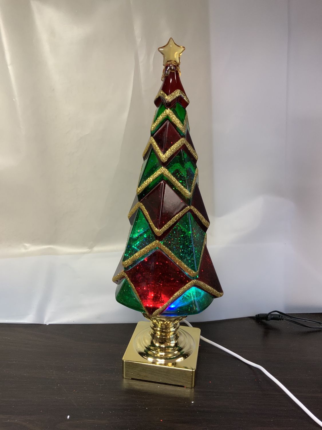 Snow Globe, Shimmer Tree red/green