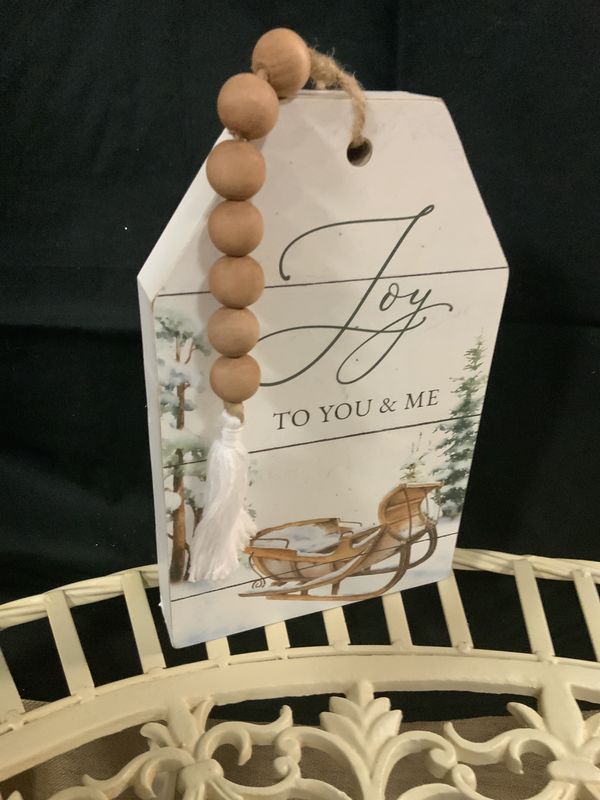 Sign, Gift Tag Block w/beads