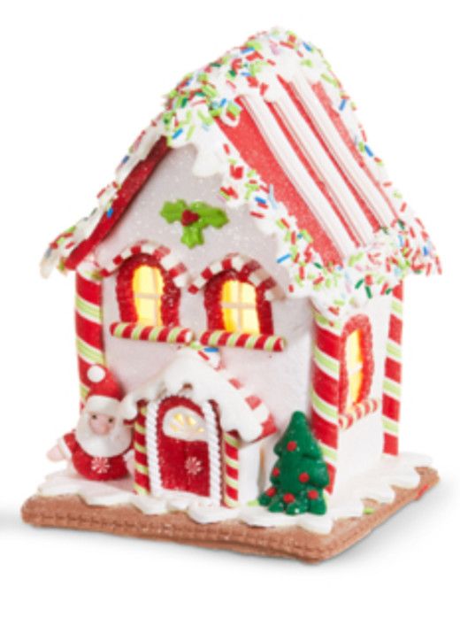 Lighted Gingerbread House with Santa