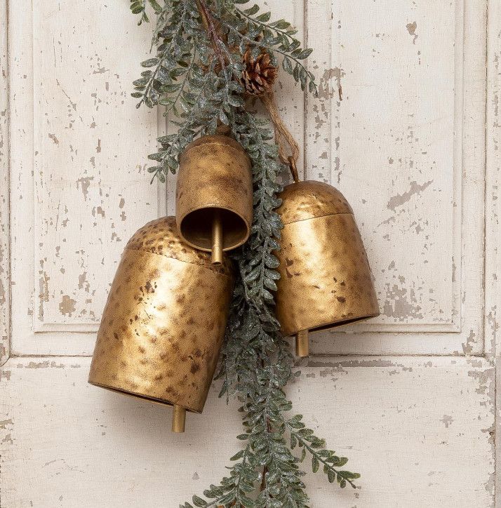 Brass Tone Hammered Cow Bell