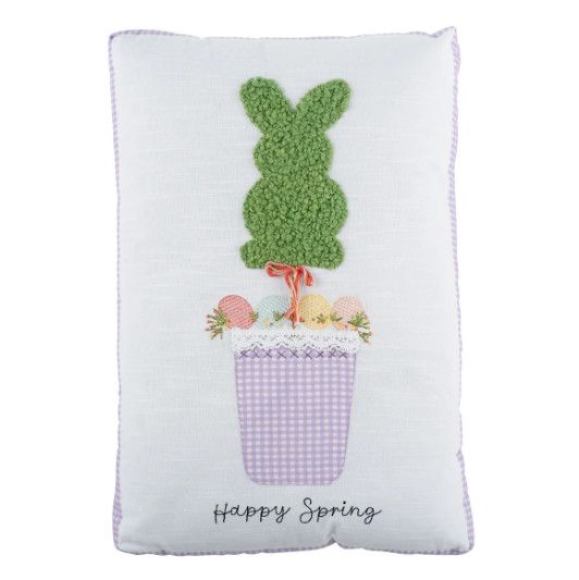Happy Spring Bunny Topiary Pillow