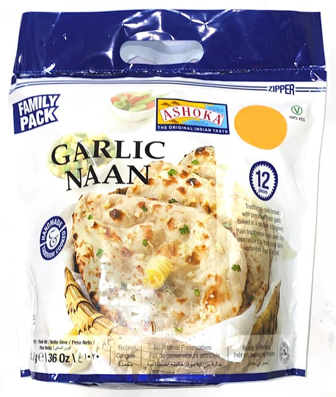 Ashoka Frozen - Garlic Naan (Family Pack) 12Pcs