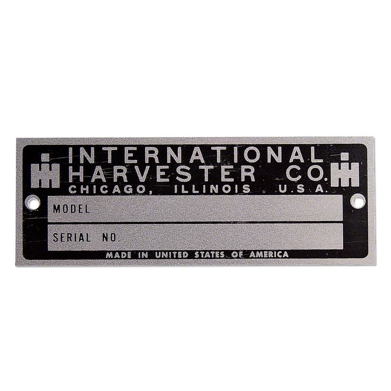 International Harvester Blank Serial Number Tag With Rivets