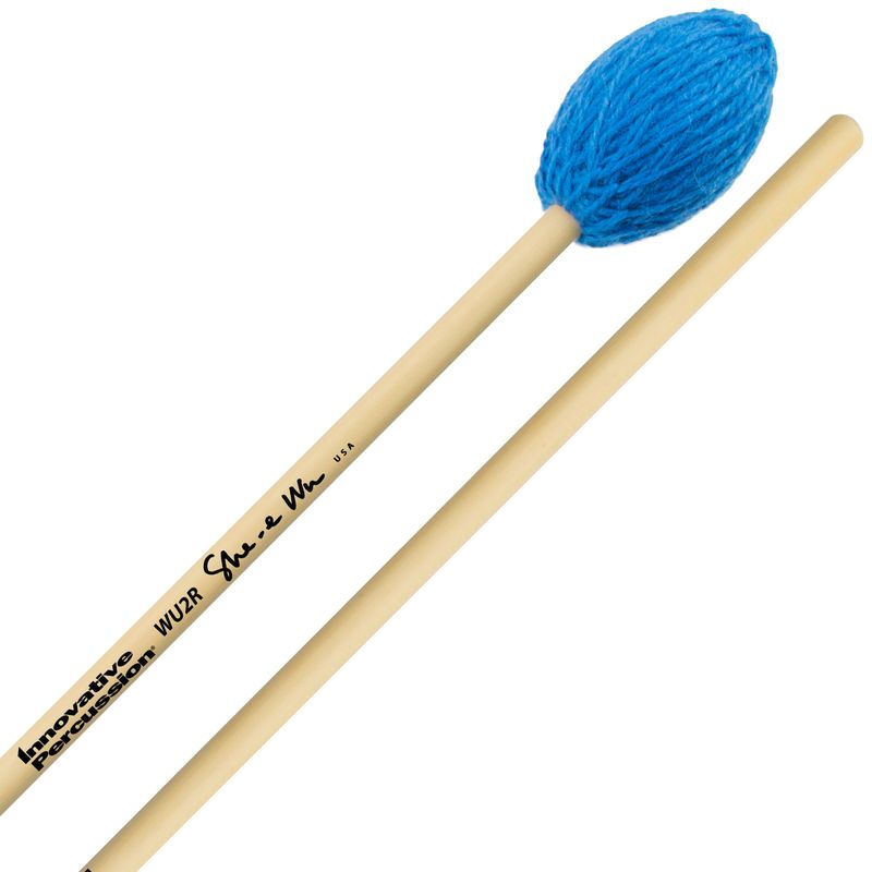 IP MEDIUM SOFT MARIMBA MALLETS - ELECTRIC BLUE YARN - RATTAN