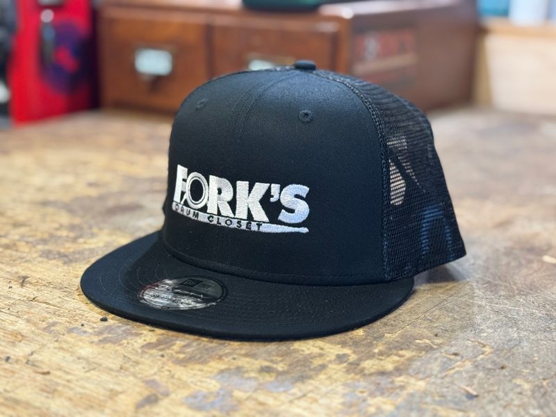 Fork's Hat - White on Black Trucker