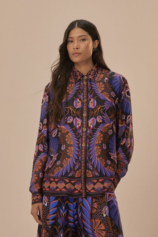 FARM RIO HEART FOREST BLACK SHIRT