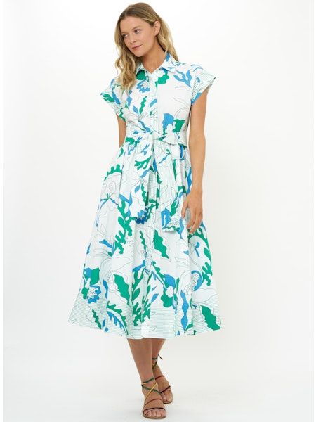 Oliphant Belted Shirt Dress Orchid Green