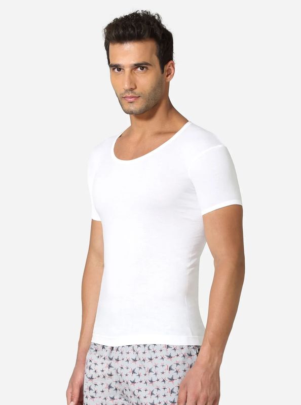 2 pc pack Amul Comfy White Vest Half Sleeves