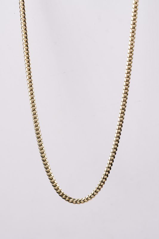 14k Yellow Gold 3mm Cuban Link Chain, 24"