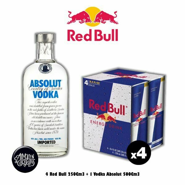 4 Red Bull 250Cm3 + Absolut 500Cm3 -Op. Express