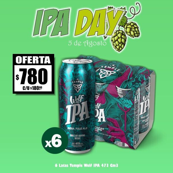 IPA DAY - 6 Temple Wolf IPA Lata 473Cm3. Op. Express