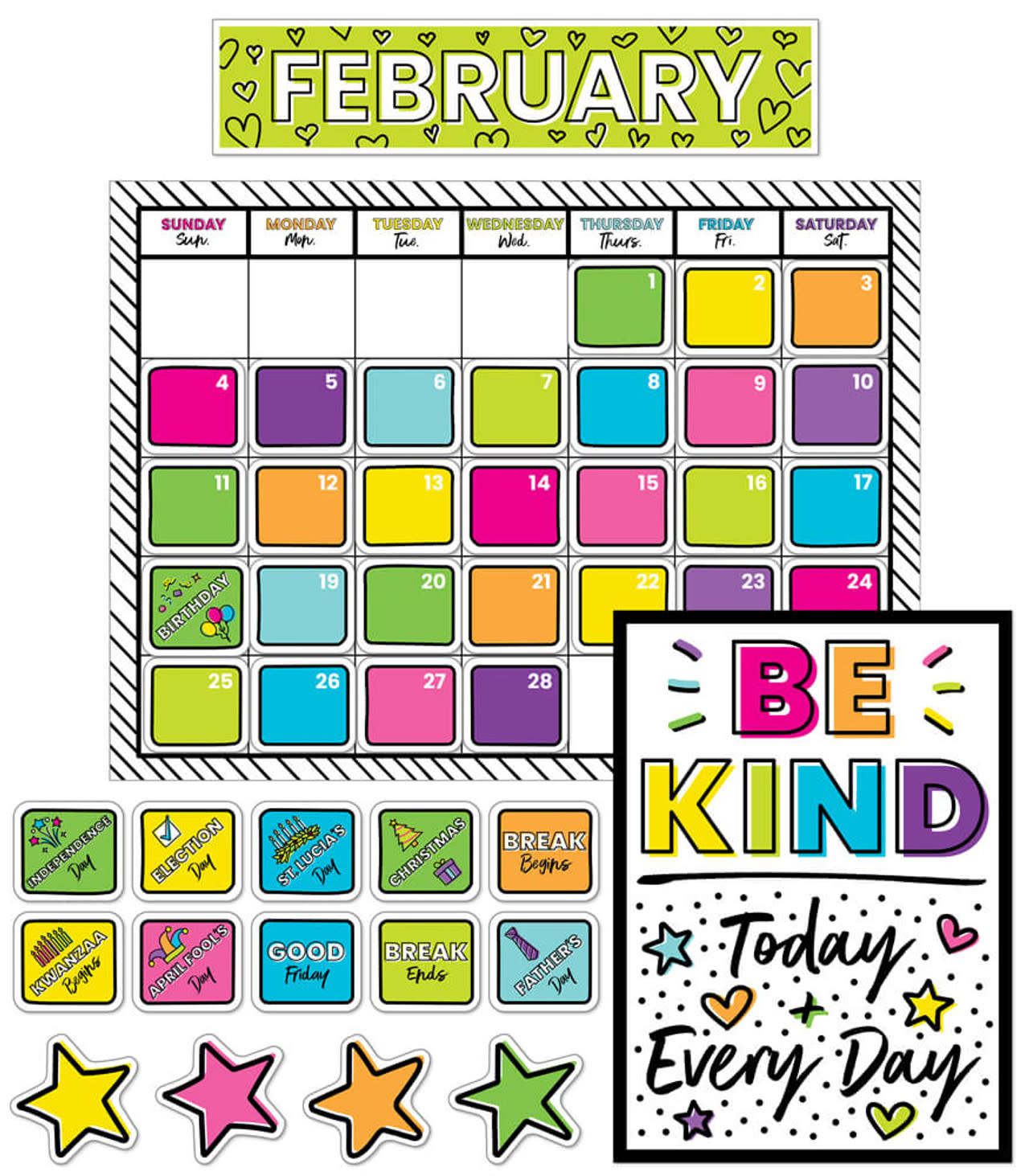 Kind Vibes Calendar Bulletin Board Set - Store - Tools 4 Teaching
