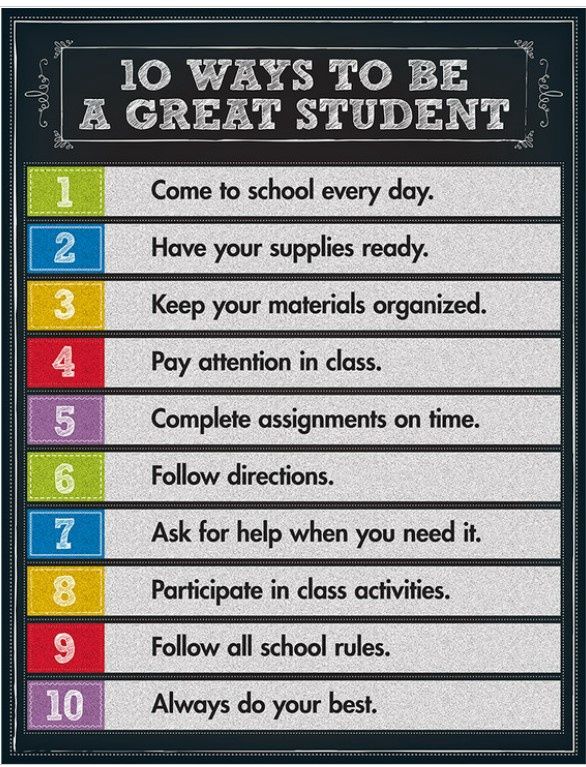 10 Ways to be a Great Student Chart Poster