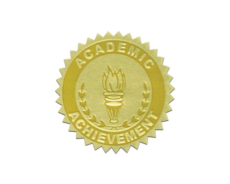 Gold Foil Stamped Certificate SEALS - Achievement (54 seals)
