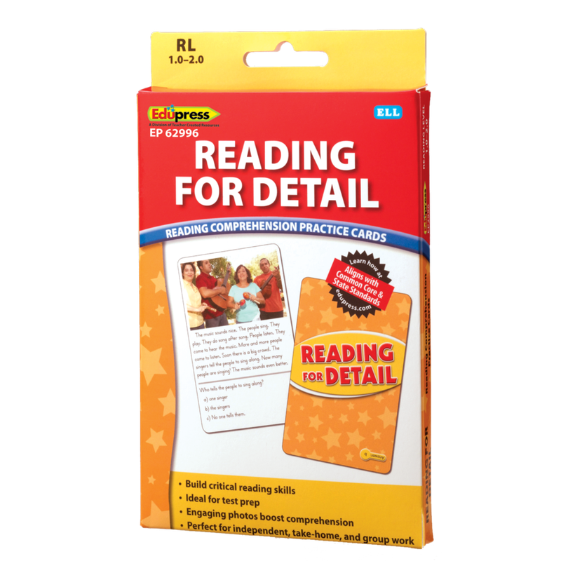 Reading for Detail Practice Cards Yellow Level