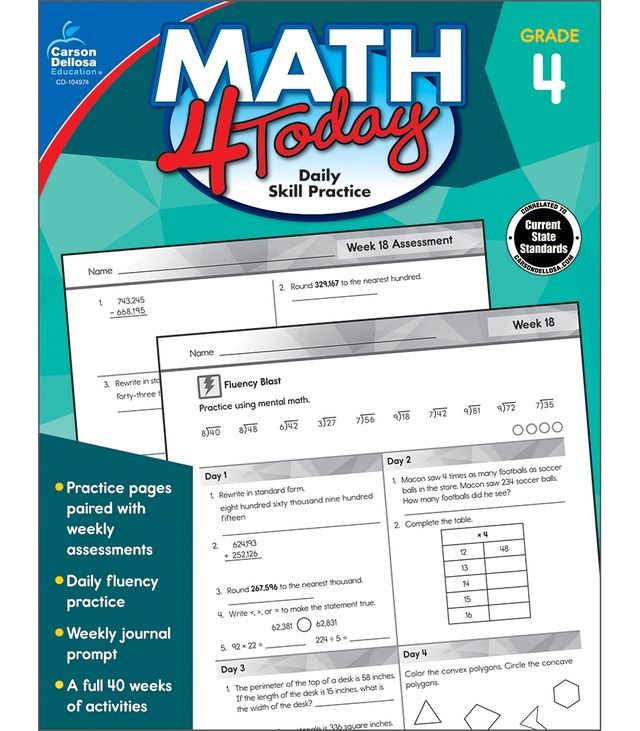 Grade 4 Math 4 Today Workbook