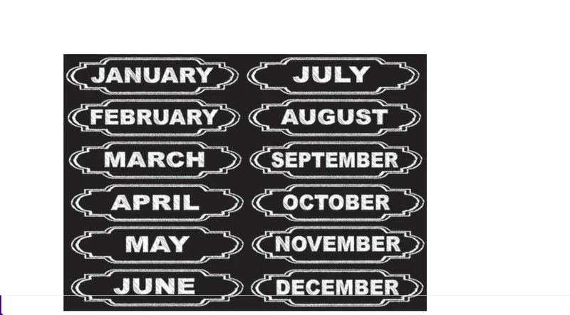 Magnetic Die-Cut Timesavers & Labels, Chalk Look Months Of The Year