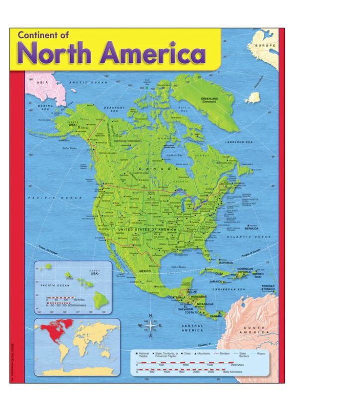 Continent of North America Learning Chart
