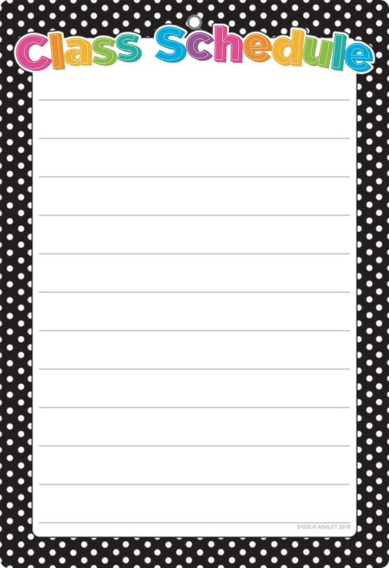 B&W Dots Class Schedule Smart Poly Chart