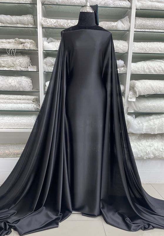 Silk Satin Stretch-per m-150-1-Black