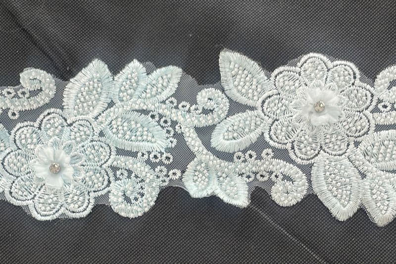[ 23368 ] Lace Braid Beaded-LABB-10cm-BLUE-07 per Meter