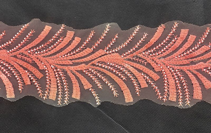 [ 23360 ] Lace Braid Beaded-LABB-12cm-CORAL-02 per Meter