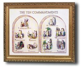 Framed Ten Commandments 8x10"