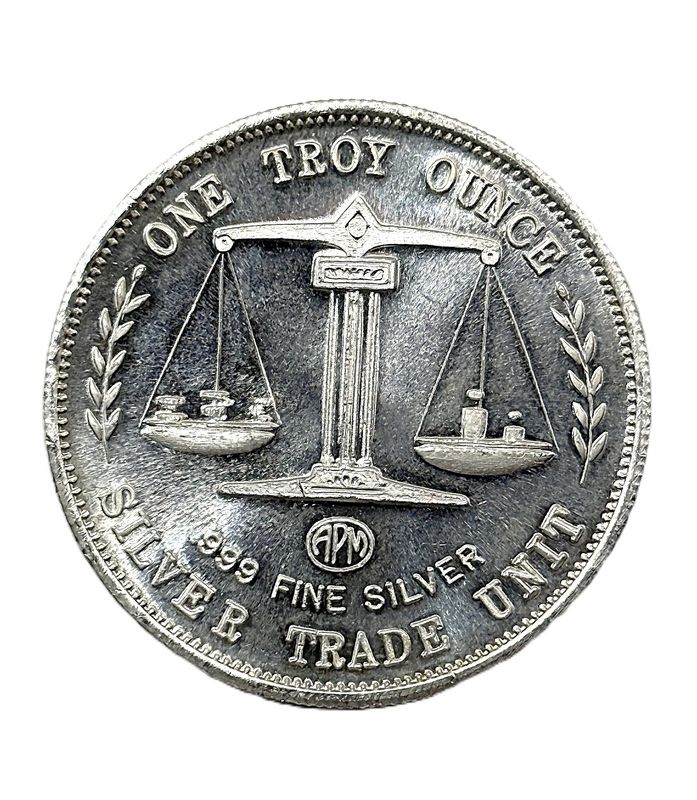 1oz Silver Trade Unit Round.