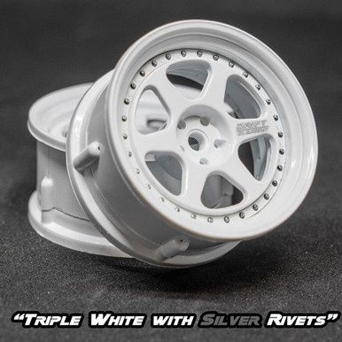 Drift Element II Wheel Set - Triple White w/ Silver Rivets