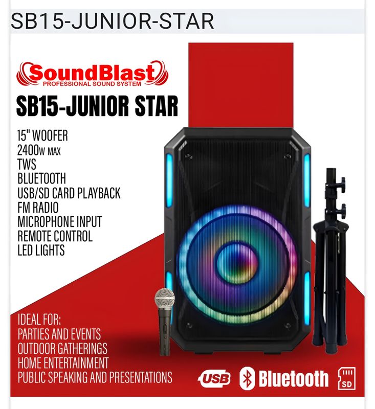 SB15-JUNIOR STAR SOUND BLAST POWERED 15" 2400 WATTS