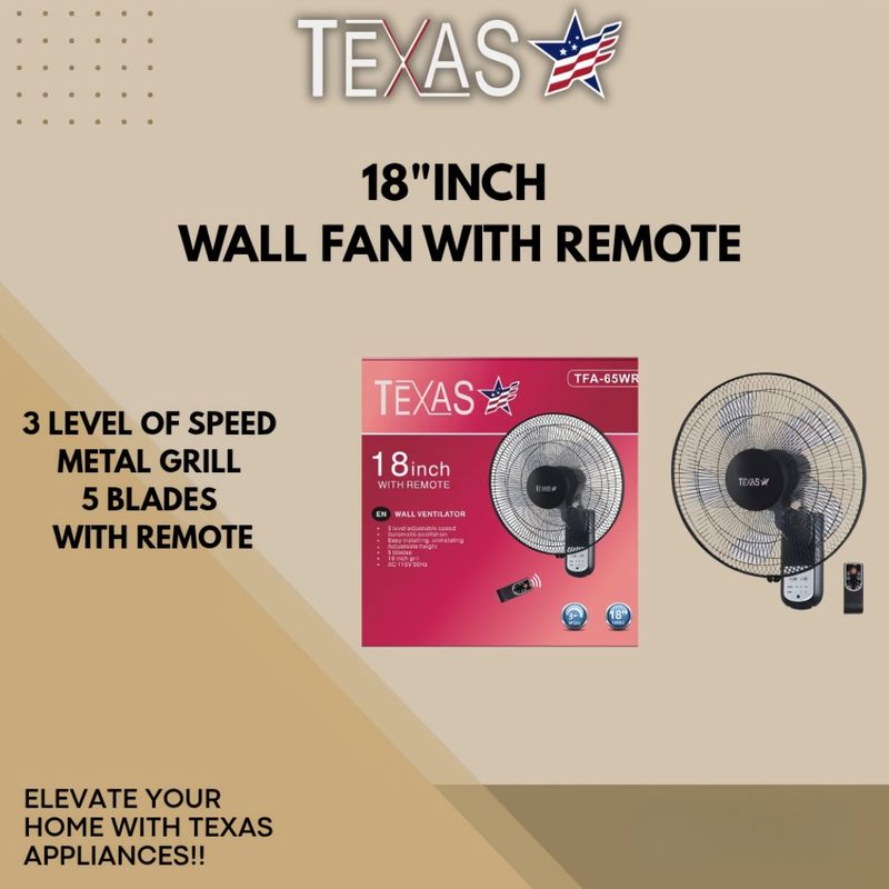 TFA-65WR 18" REMOTE WALL FAN