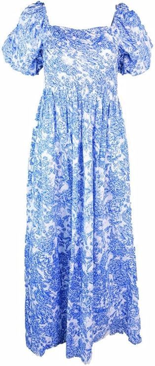 Simply Southern Blue Vintage Smocked Maxi Dress - Large