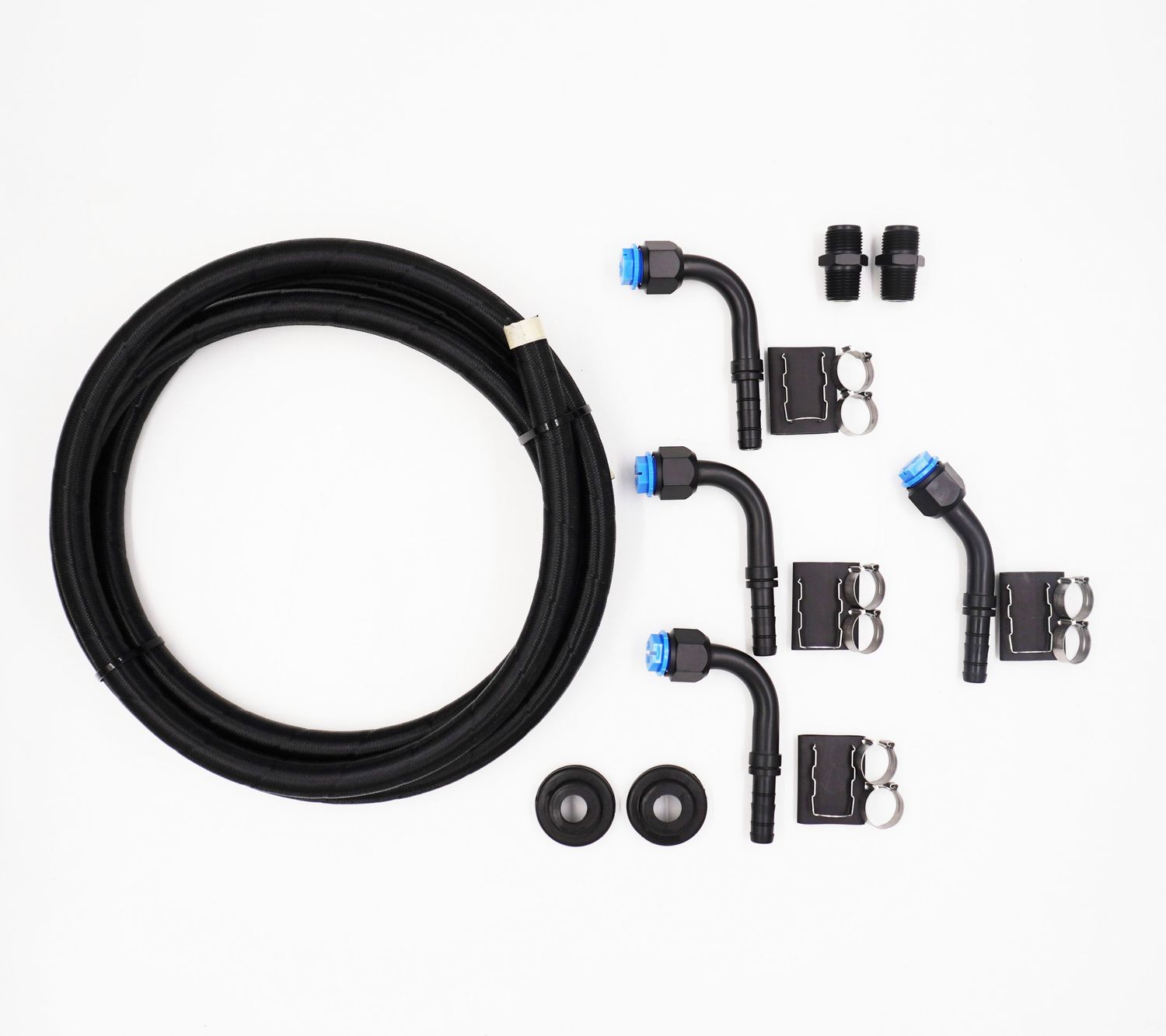 Pure Stealth E-Z Clip Black Braided Heater Hose Kit - 1/2" Adapters ...