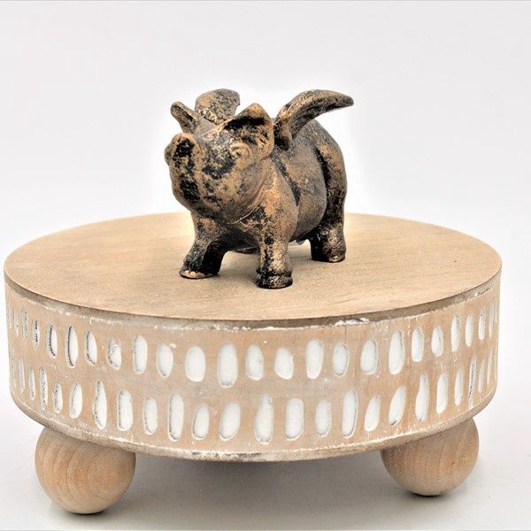 Antique Distressed Gold Cast Iron When Pigs Fly