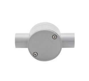 20mm 2-Way Shallow Conduit Junction Box PVC Grey JB20-2S